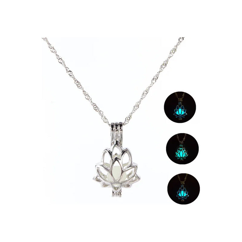 Collar Cadena Colgante Flor De Loto Fluorescente Verde – UruguayGadgets